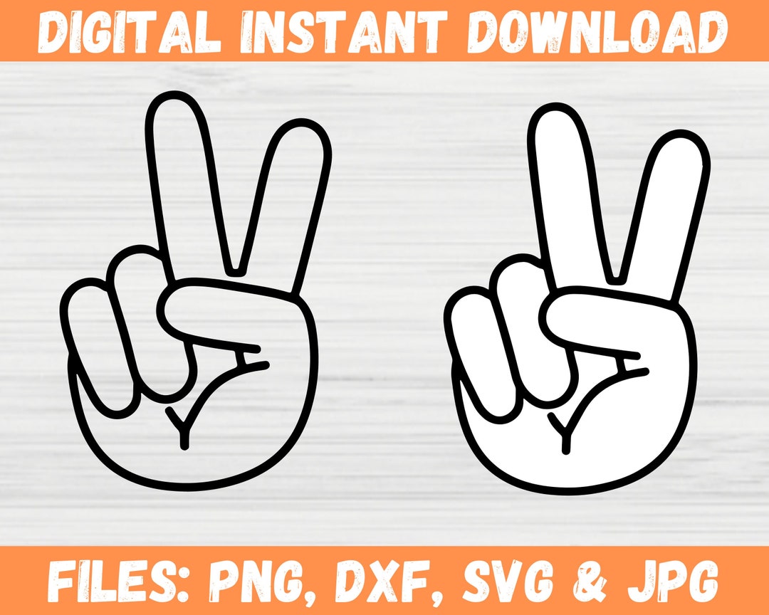Hand Peace Sign SVG Peace Out Hand Two Finger Clipart Symbol Line ...
