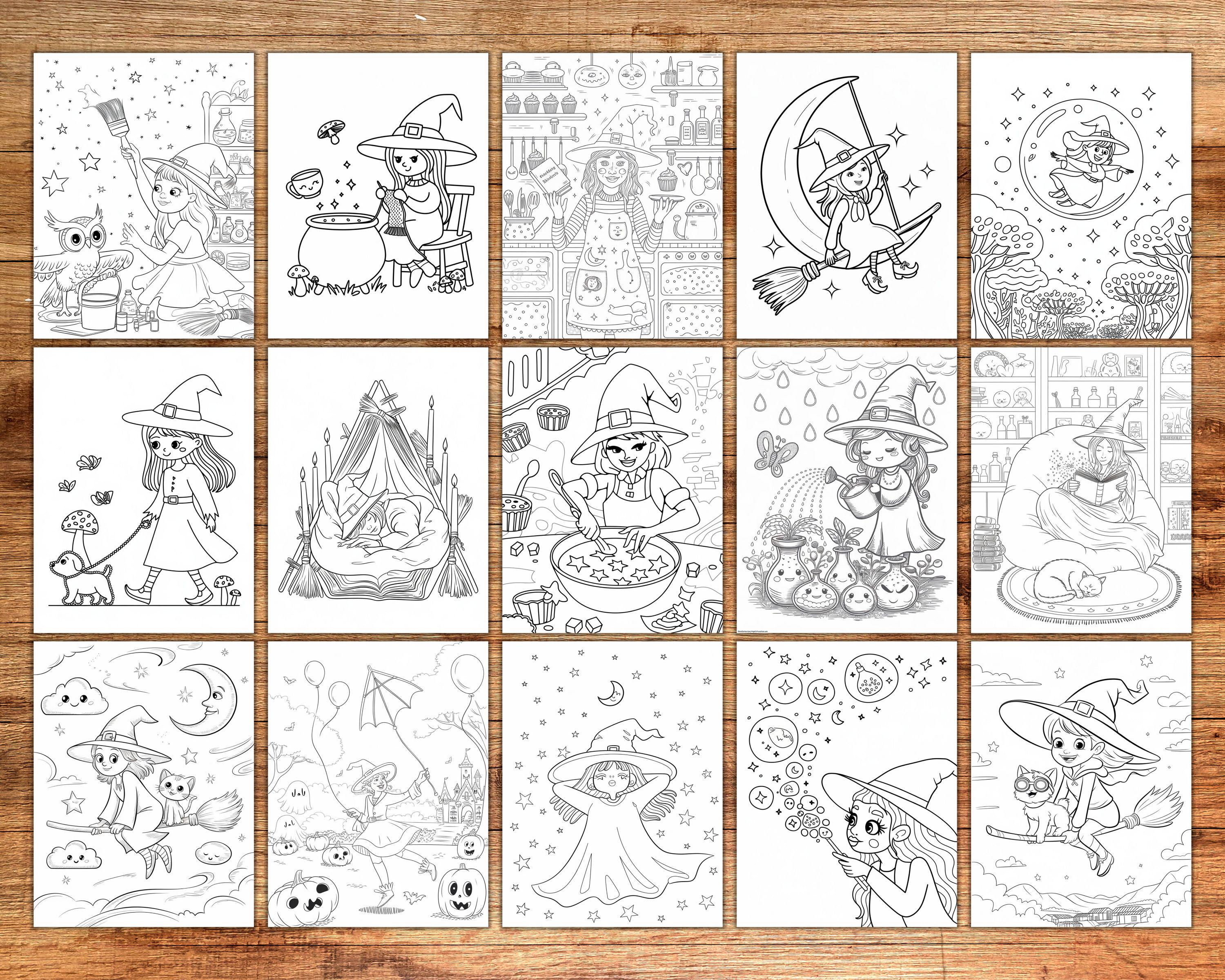 Witch Coloring Pages for Kids | 60 Magical Designs for Fall Halloween ...