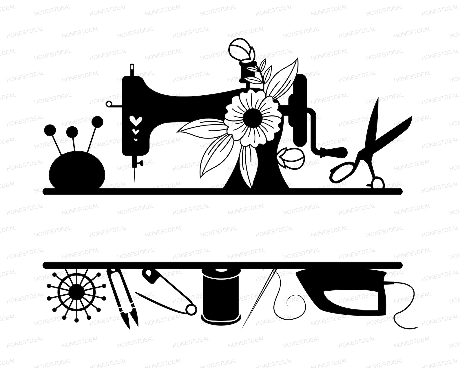 Sewing Machine SVG Sewing Split-frame Monogram Svg - Etsy