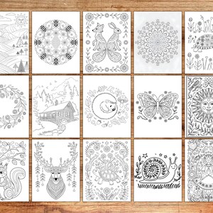 Folk & Nature Coloring Pages, Folk Art Blossoms Digital Coloring Books ...