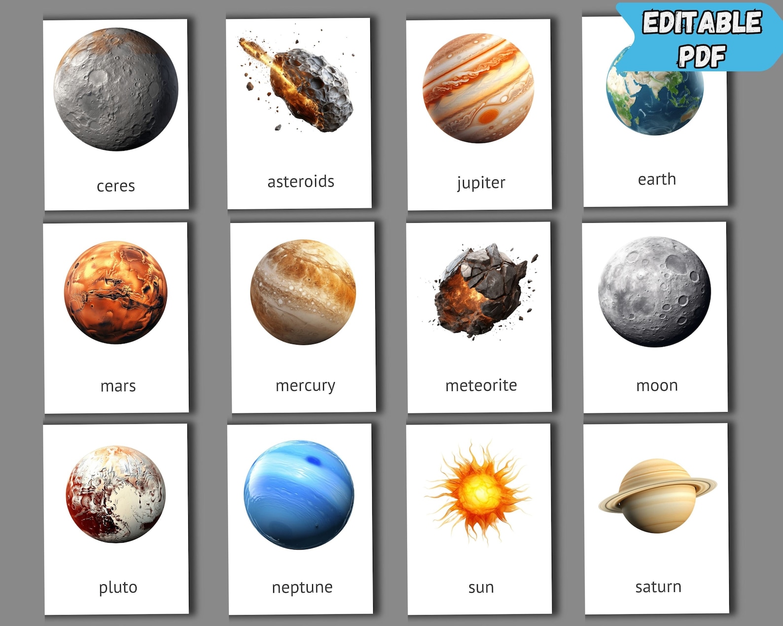 Solar System Flash Cards Planet Flashcards Learning - Etsy