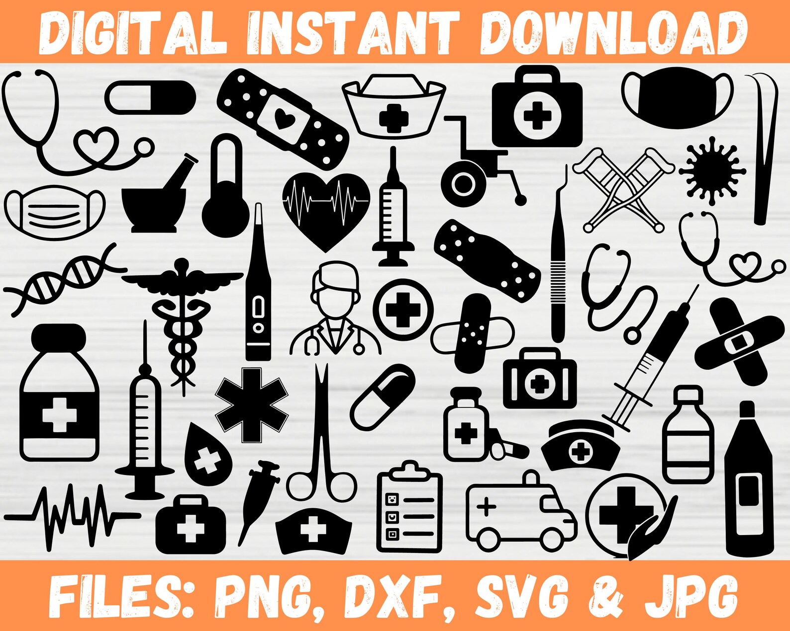 Medical Icons Clipart SVG Bundle Doctor Nurse Hospital - Etsy UK