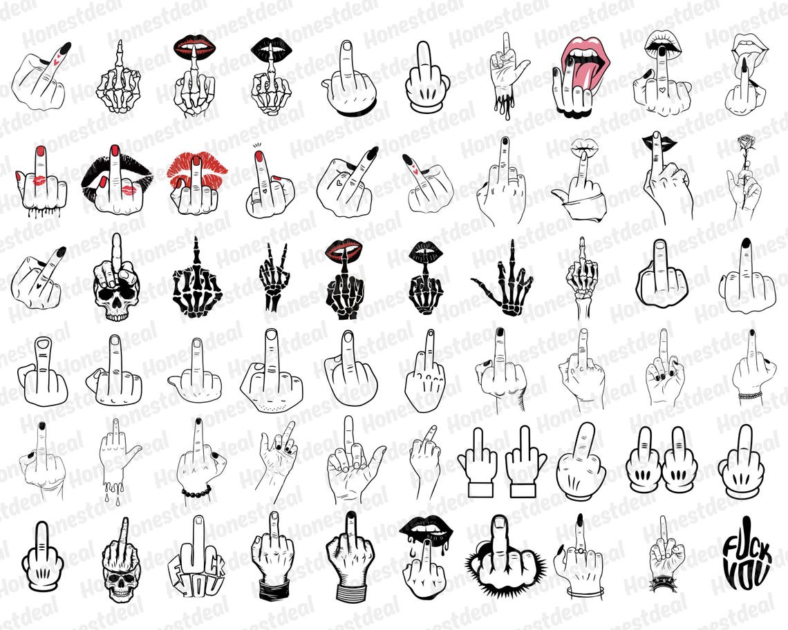 Middle Finger Svg Bundle, Skeleton Middle Finger Svg, Flipping off Svg ...