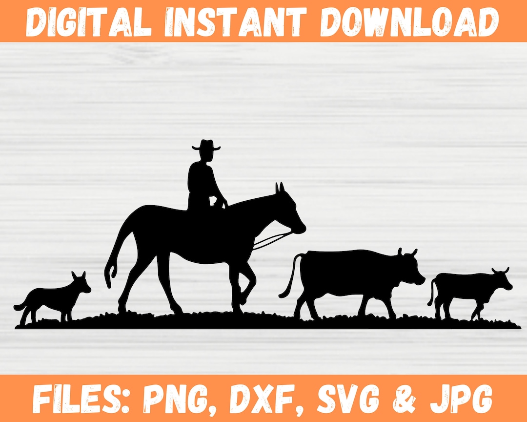 Cattle Drive SVG, Cowboy SVG, Cricut Cut File, Commercial Use, Texas ...