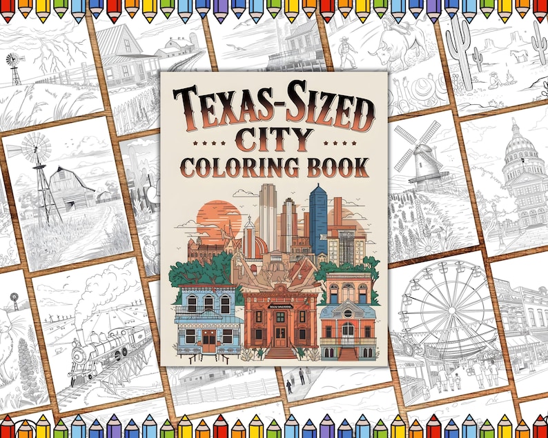 Texas City Coloring Book, Adult and Kids Coloring Pages, Realism ...