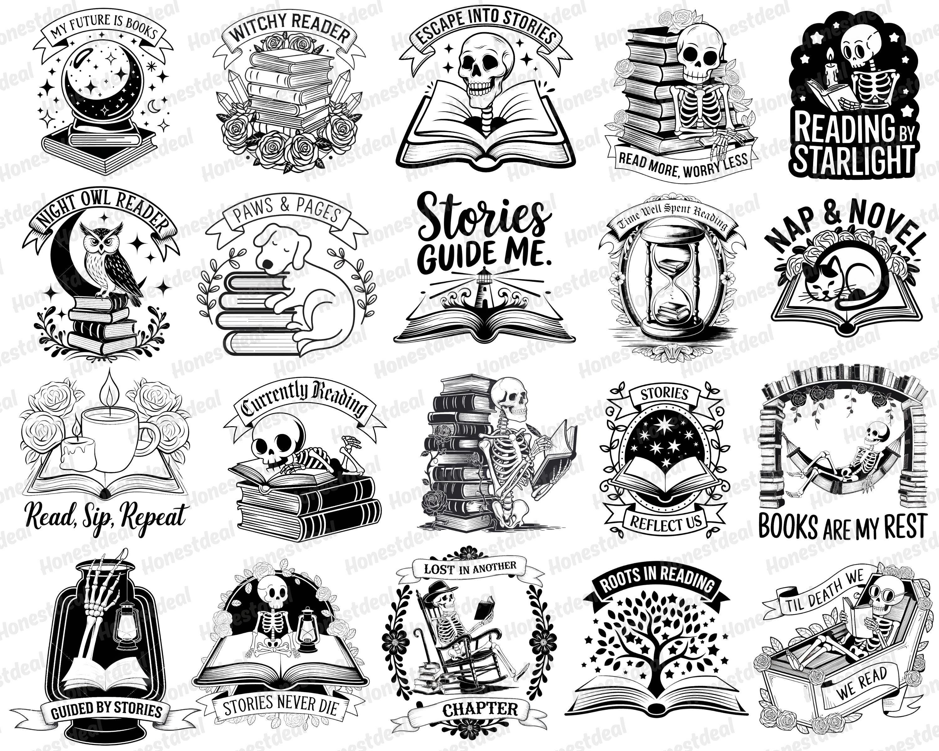 Reading SVG Bundle | Book Lover Designs | Library Art (digital Download ...