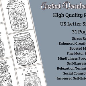 Cute Kawaii Forest Jar Coloring Pages, Bold and Easy Coloring Book ...