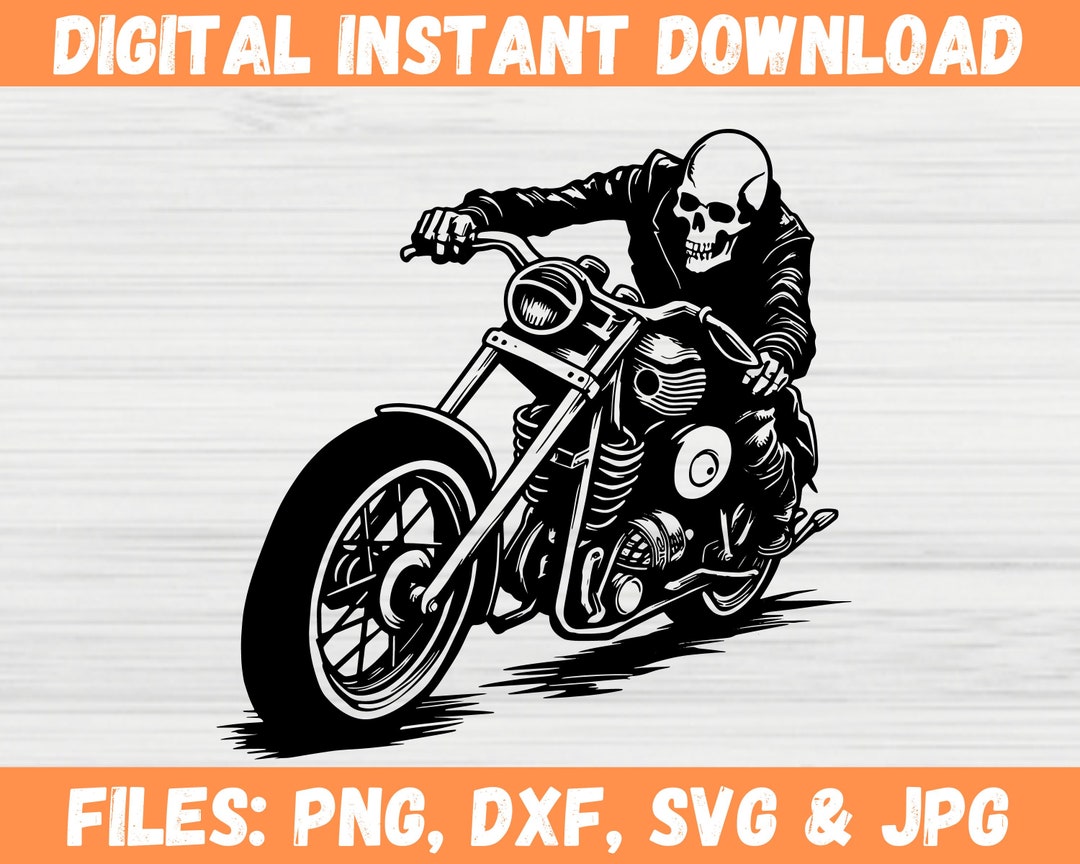 Skeleton Biker Svg, Motorcycle Skull Svg, Skeleton Riding Motorcycle ...