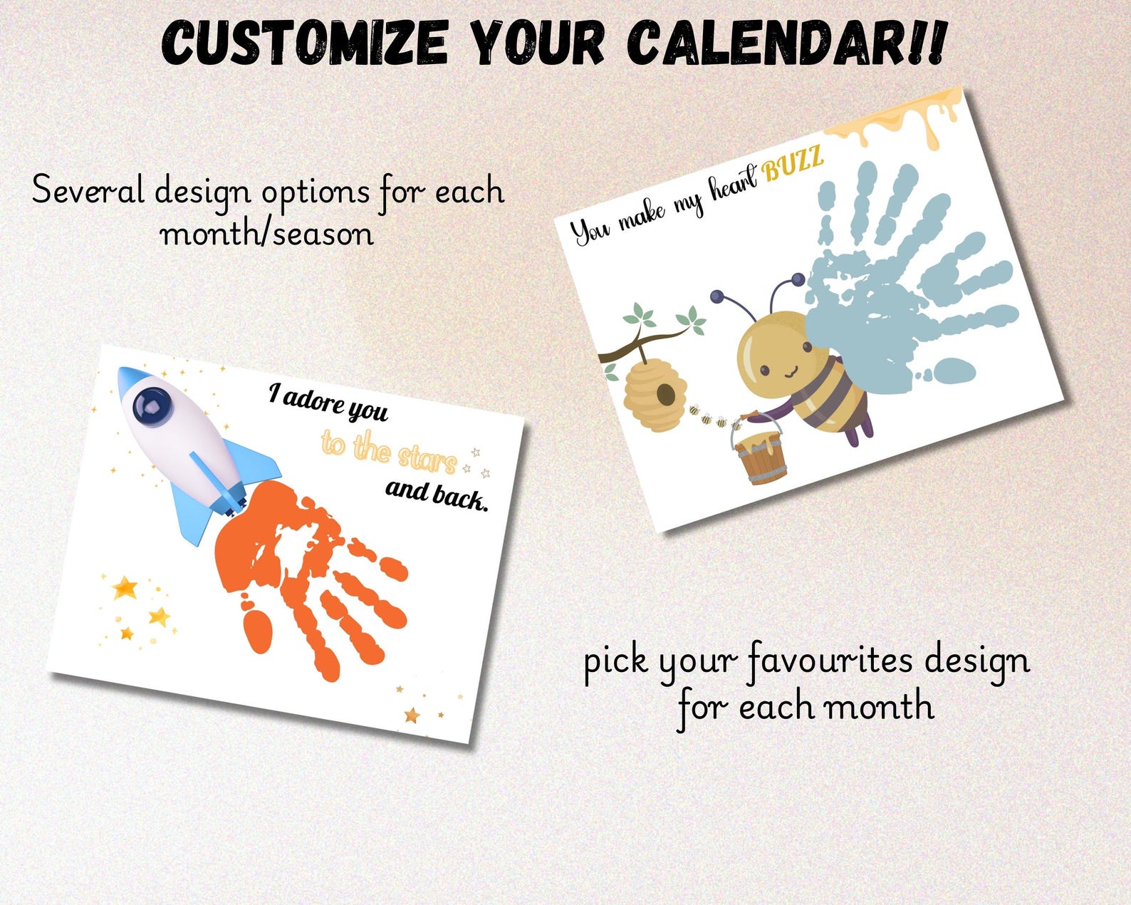 Handprint Calendar 2025, Printable Handprint Craft, Memory Calendar ...