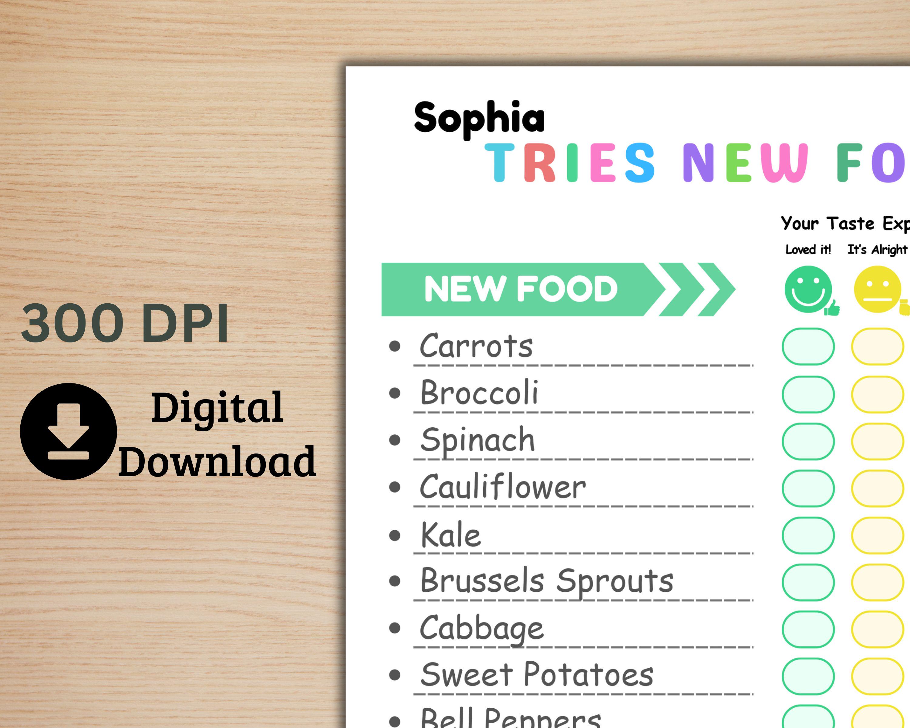 Picky Eater Reward Chart, Try New Foods Printable, Kids Mealtime ...