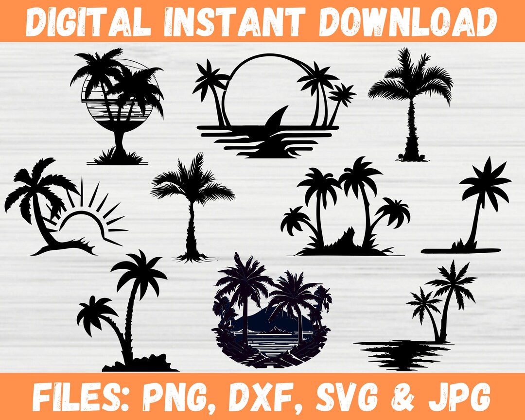 Tropical Palm Tree SVG, Sunset Beach Scene Cut File for Cricut, Summer ...