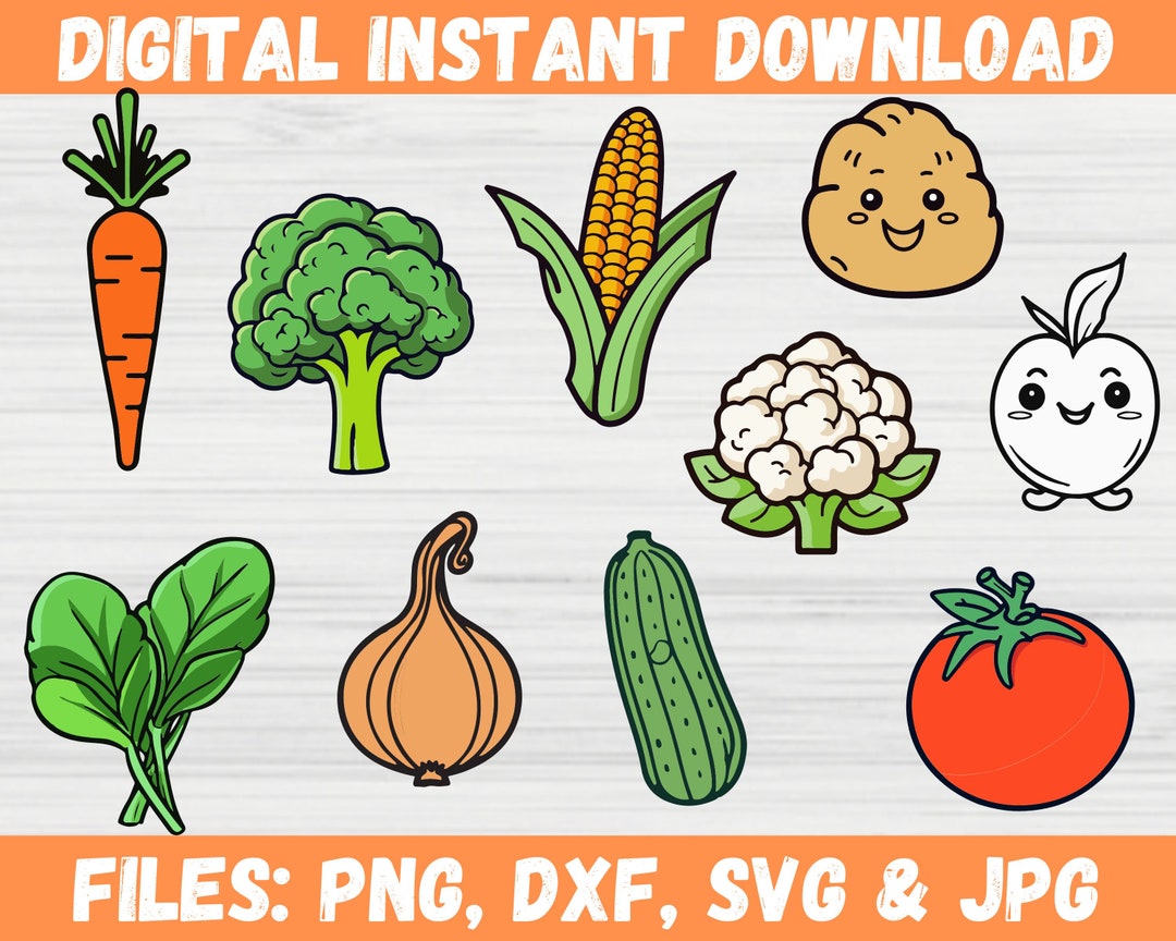 Vegetables SVG Collection, Garden Organic Produce - Silhouette Cricut ...