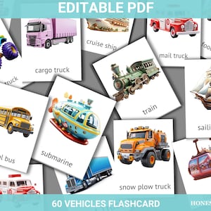 Vehicles Flashcards | Editable PDF Kid Flashcards | Flashcards ...