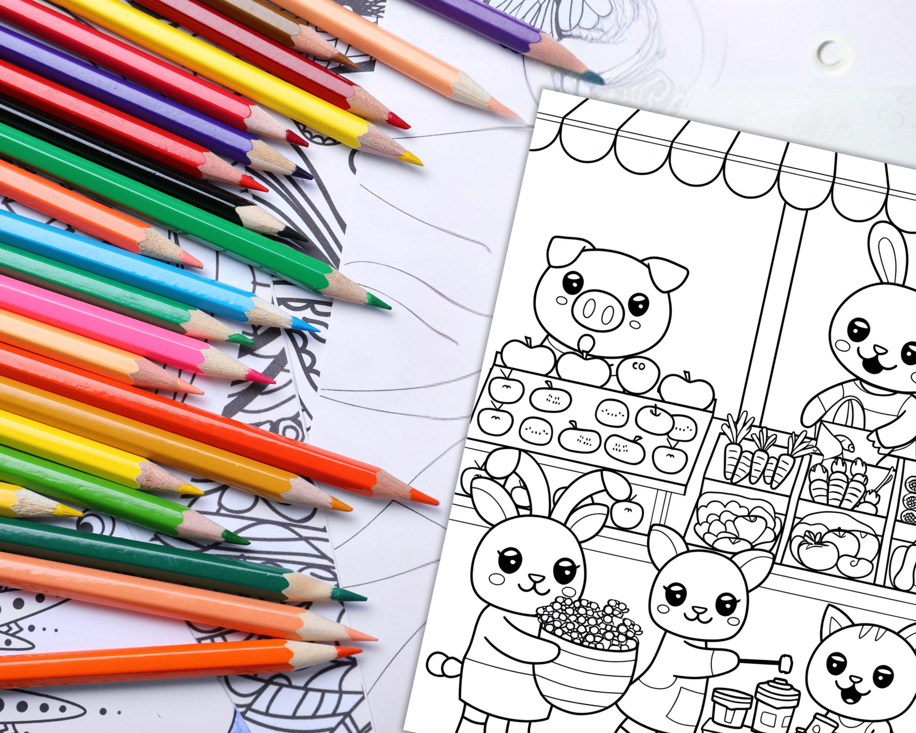 Cozy Friends Coloring Page, Super Cute Animal Characters Coloring Book ...
