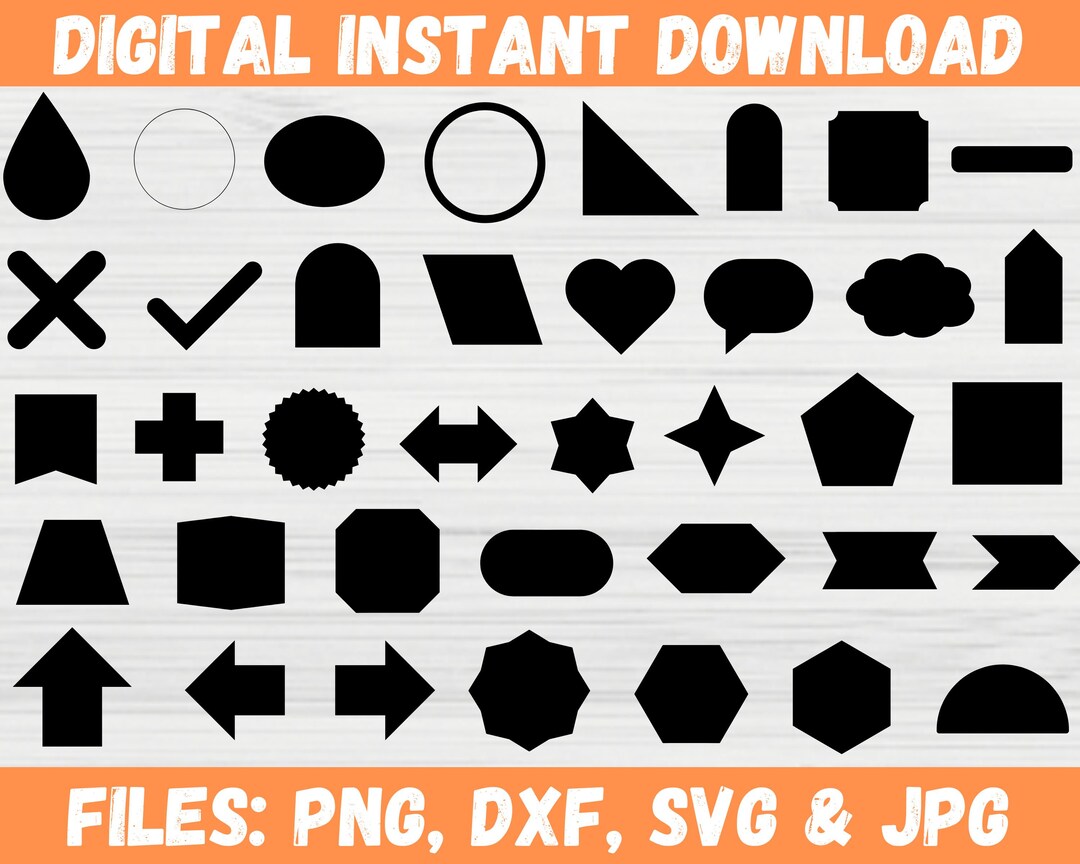 Geometric Shapes SVG, Basic Shape Silhouette, Frame Border Square ...