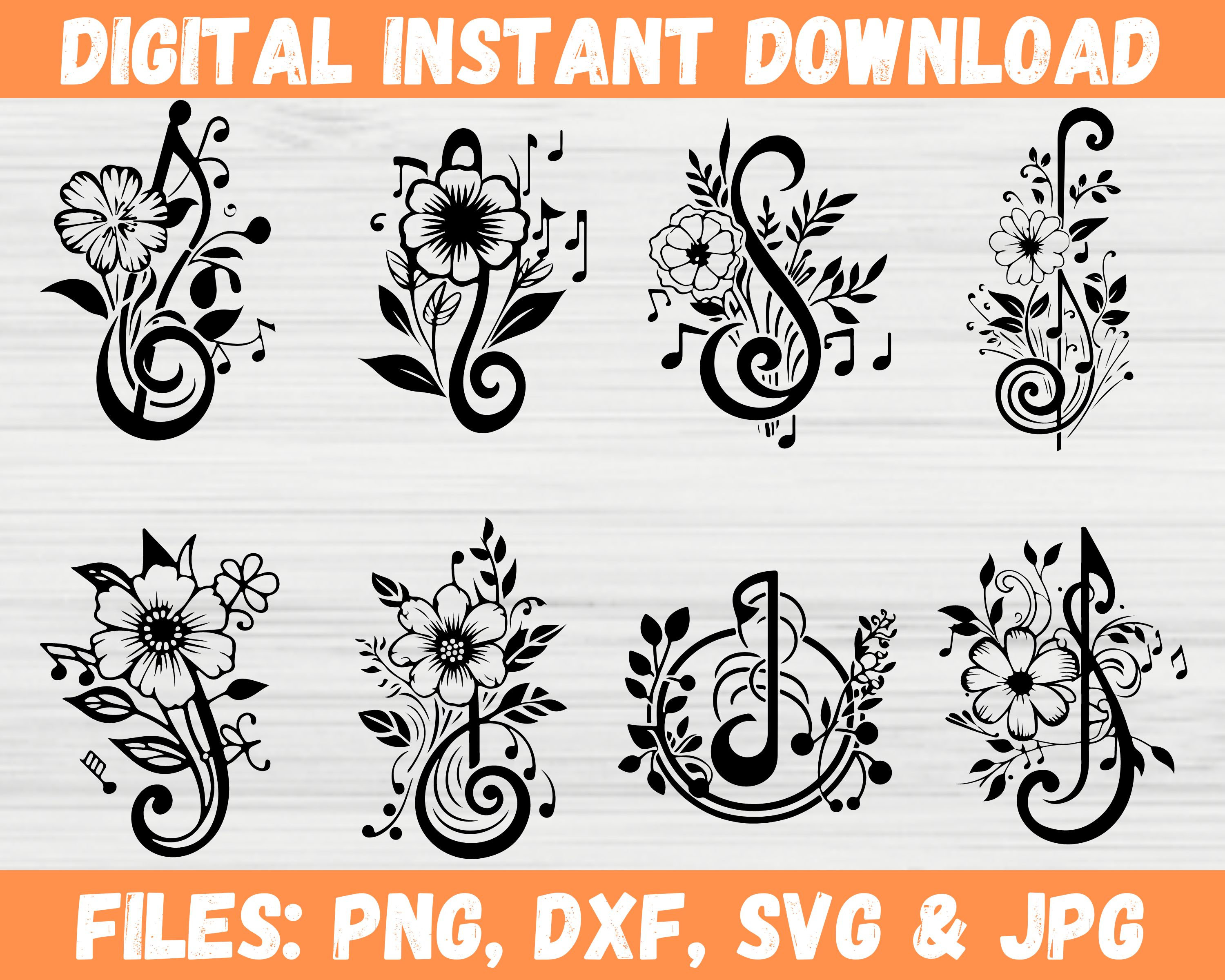 Music Svg Bundle Music Symbols Clipart Bass Note Png Instant - Etsy Canada