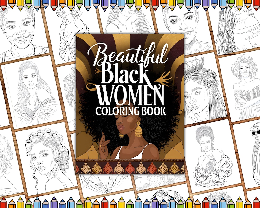 Beautiful Black Women Coloring Book, African American Women Digital ...
