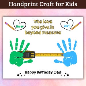 Dad Birthday Handprint Craft, Grandpa Birthday Handprint Art, Dad Craft ...