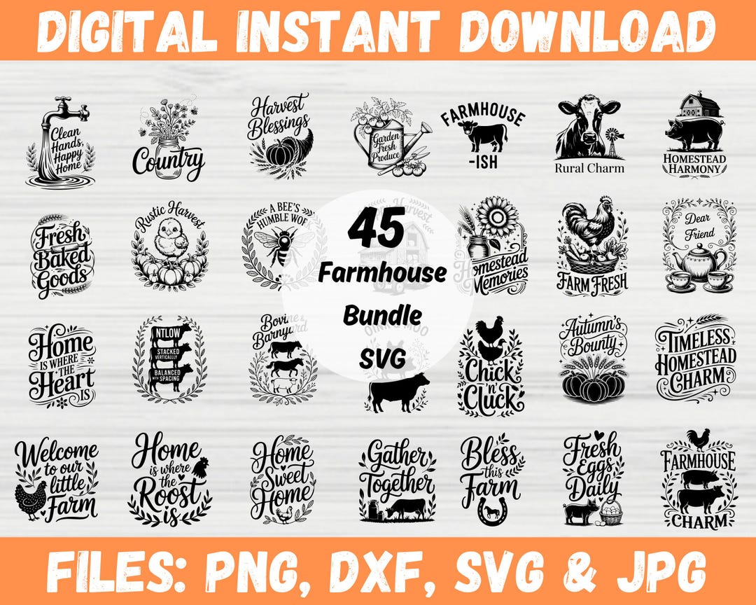 Farmhouse SVG Bundle, Farm Sayings Svg, Farmer Svg, Farmhouse Sign Svg ...