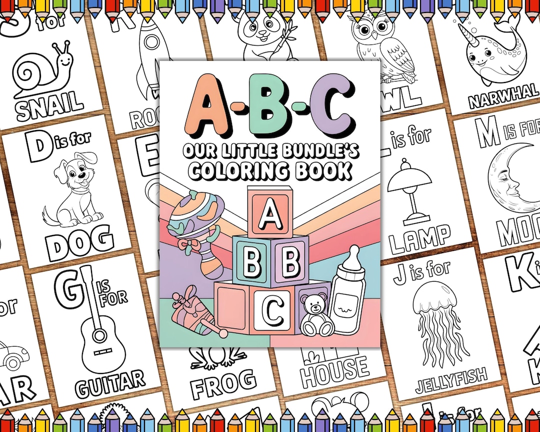 ABC Baby Shower Coloring Book, Baby Shower Coloring Book, Keepsake ABC ...