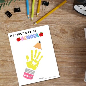First Day of School Handprint Craft, Back to School Keepsake, Preschool ...