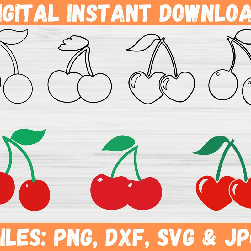 Cherry Hearts Outline - Etsy