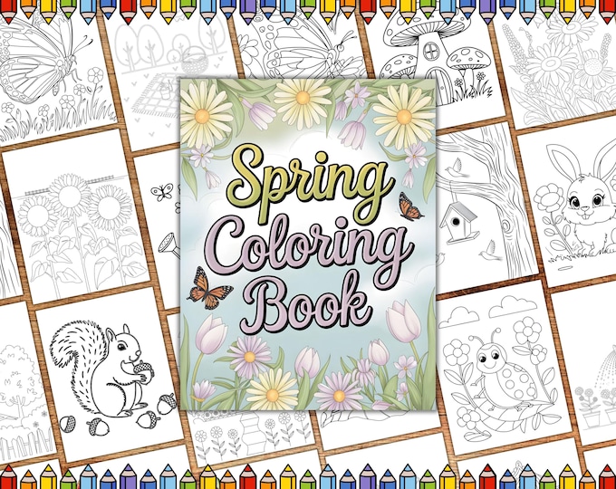Hello Spring Coloring Pages | Printable Spring Coloring Page for Kids ...