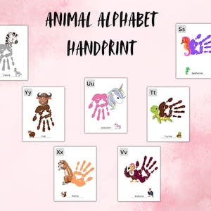 Animal Alphabet Handprint Art Craft, Baby Toddler Activity, Classroom ...