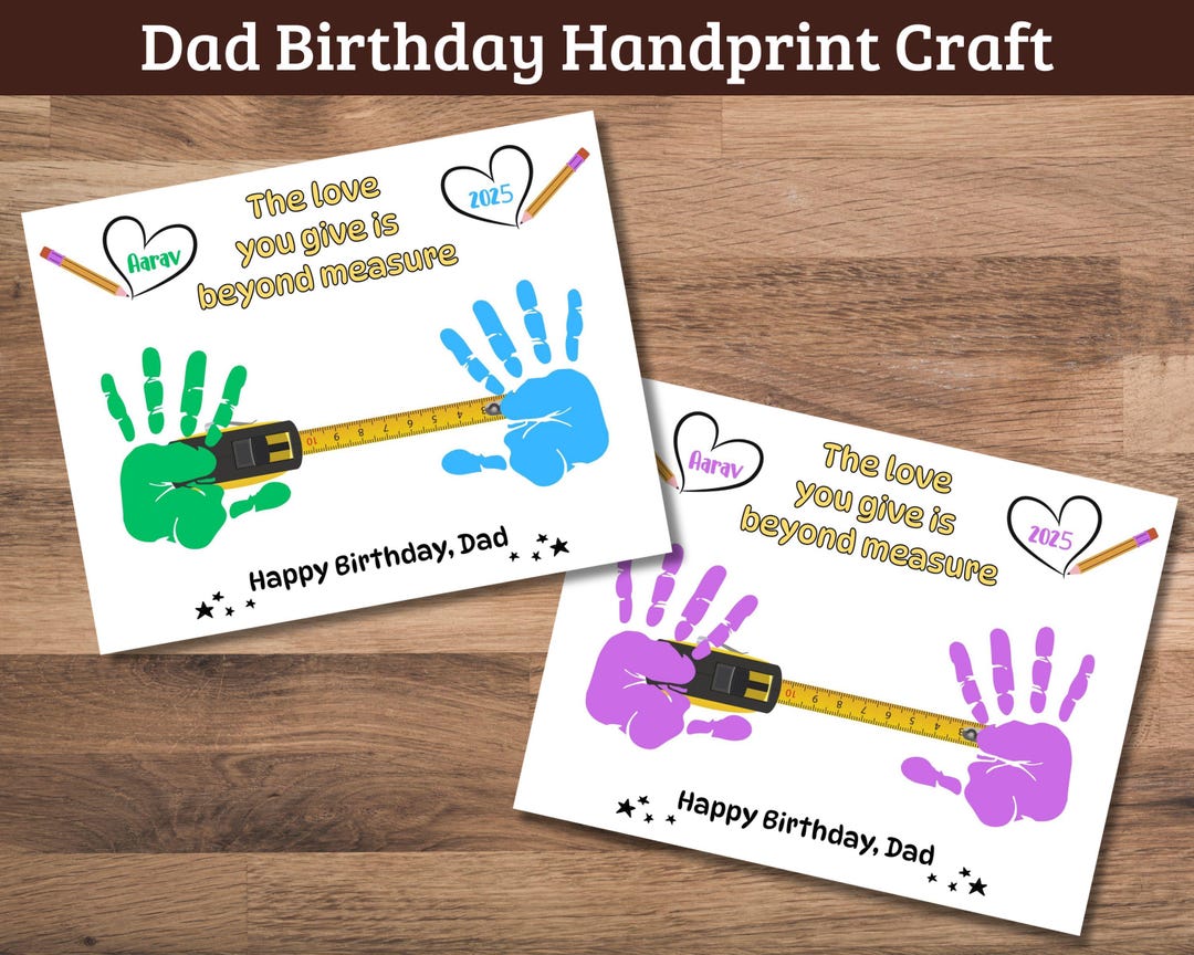 Dad Birthday Handprint Craft, Grandpa Birthday Handprint Art, Dad Craft ...