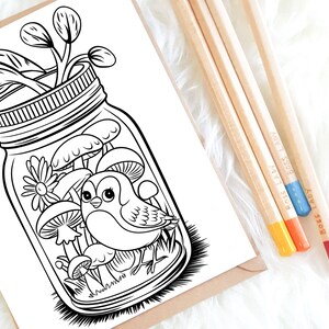 Cute Kawaii Forest Jar Coloring Pages, Bold and Easy Coloring Book ...