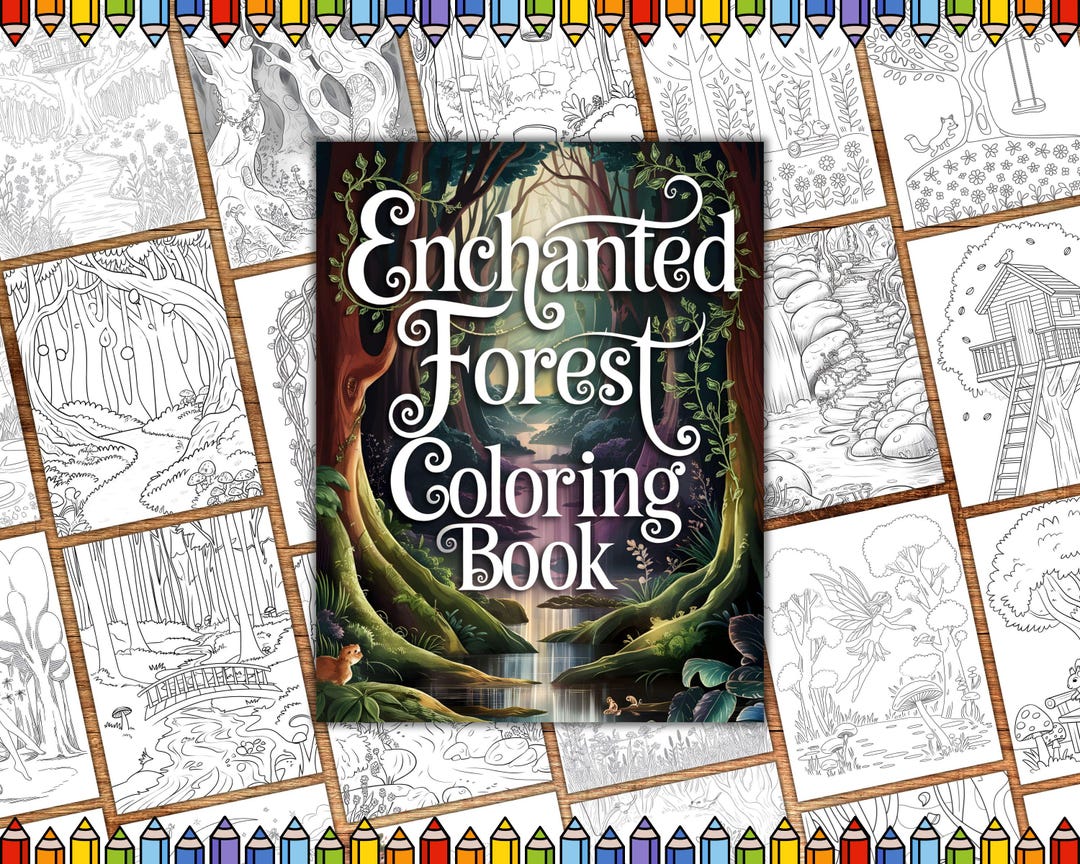Enchanted Forest Coloring Book, Magical Forest Coloring Pages ...