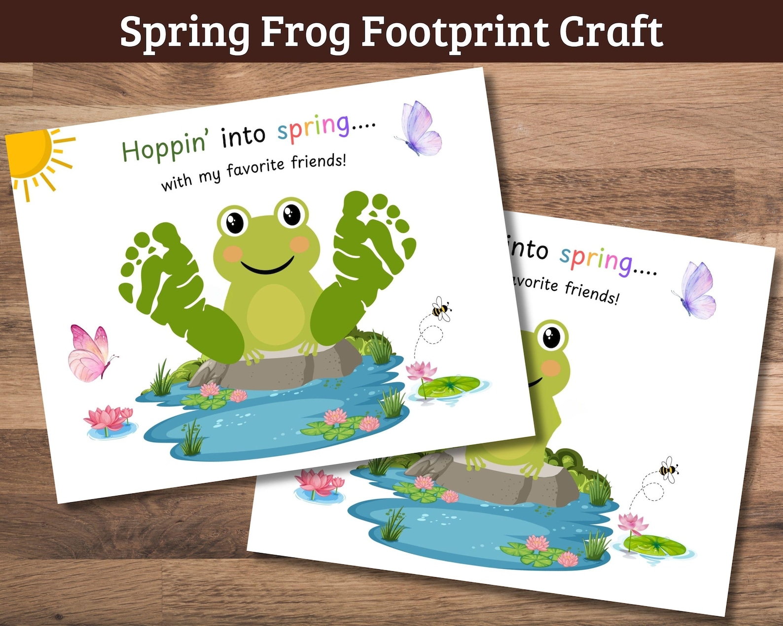 Frog Footprint Craft Template for Kids & Toddlers | Spring Art Activity ...