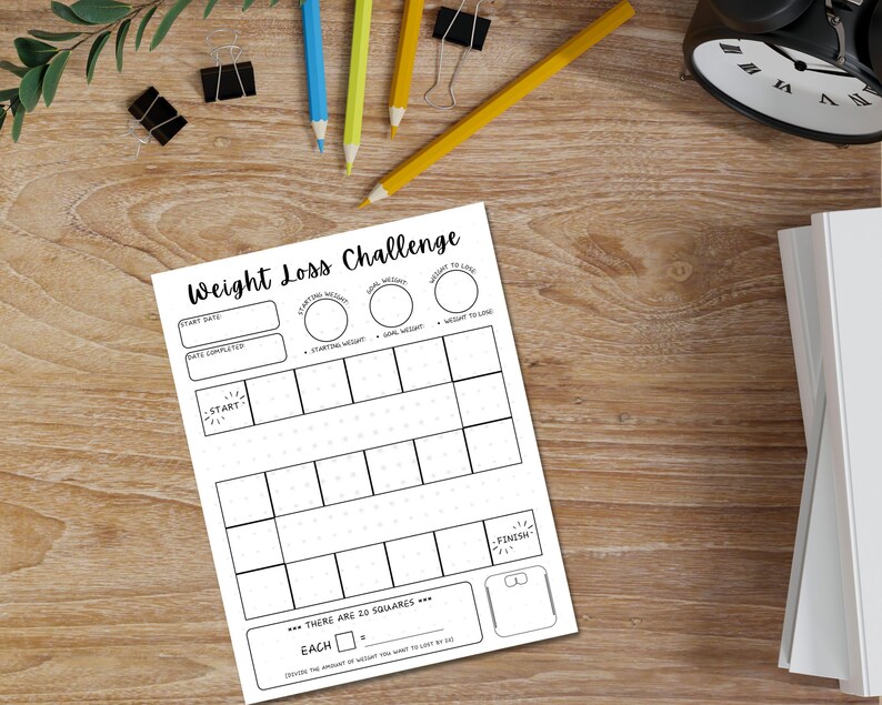 Printable Weight Loss Tracker Chart, Visual Pounds Lost Countdown ...