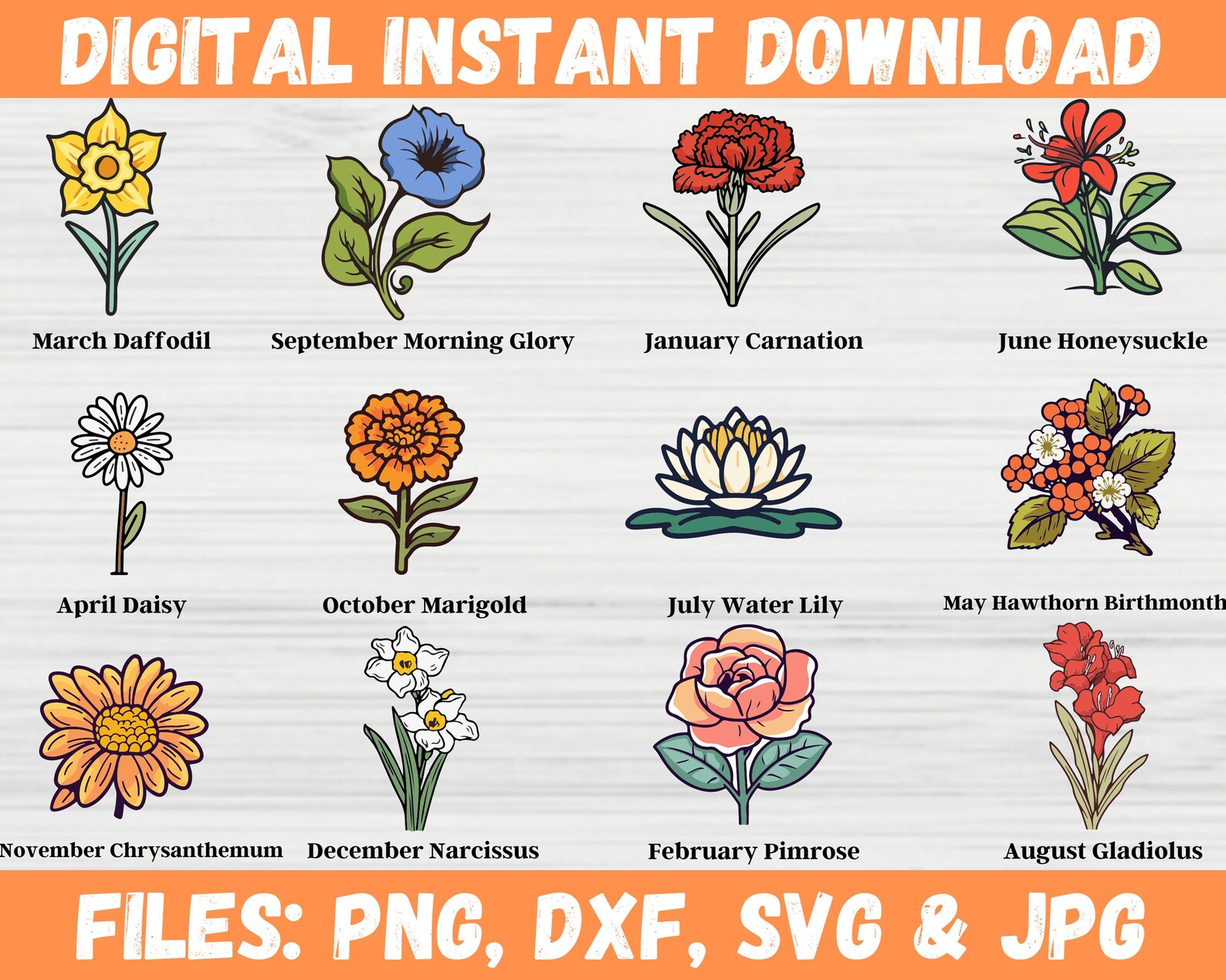 Birth Month Flowers Custom Bouquet Tattoo Design | Personalized Family ...