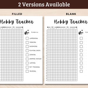 Hobby Tracker, Log Habit Tracker, Wellness Journal, Hobby Journal Pages ...