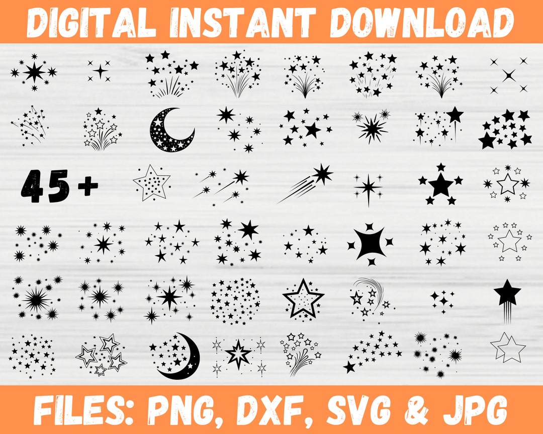 Star Sparkle SVG, Bright Stars Twinkle Clipart, Instant Digital Download, Cricut File, Mega ...