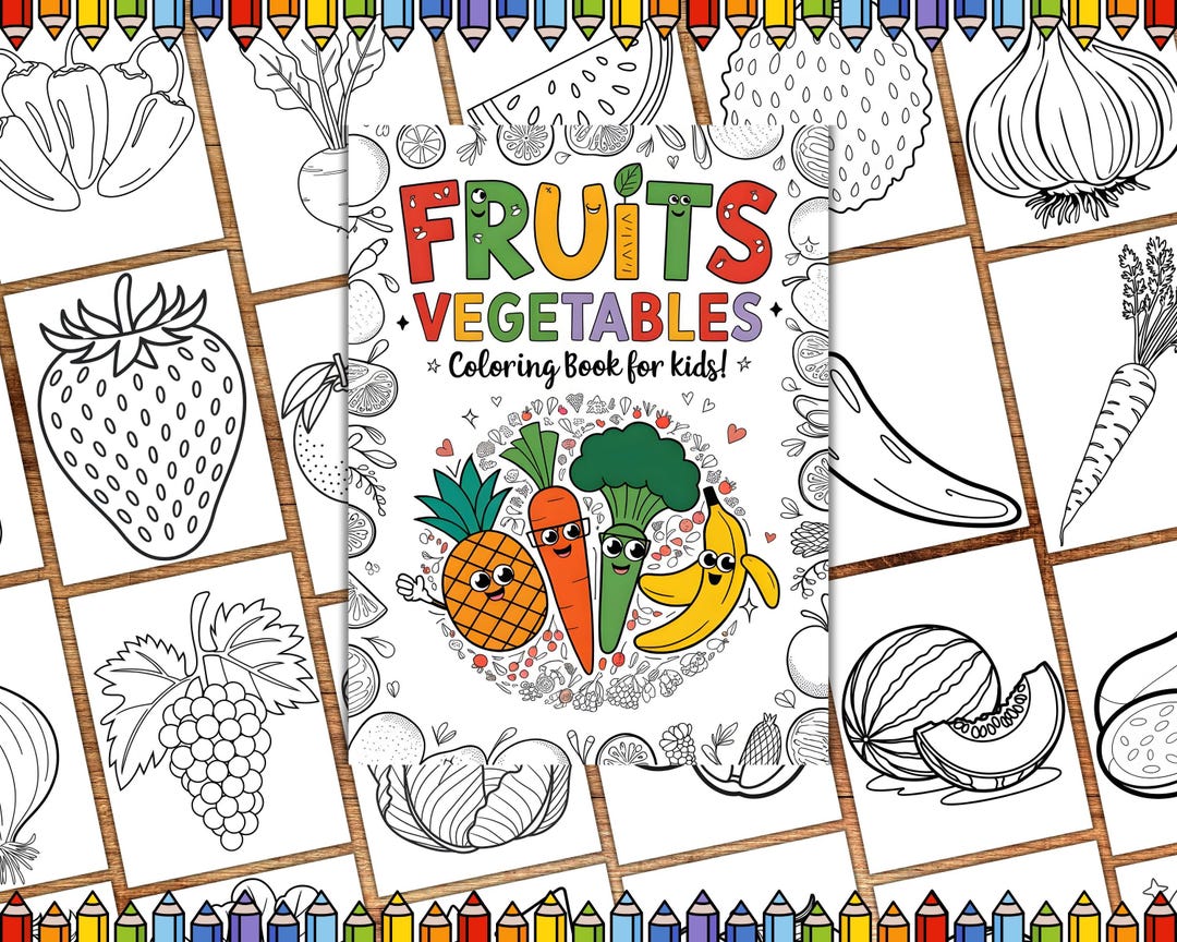 Fruits and Vegetables Coloring Pages for Kids, Toddler Coloring Book ...