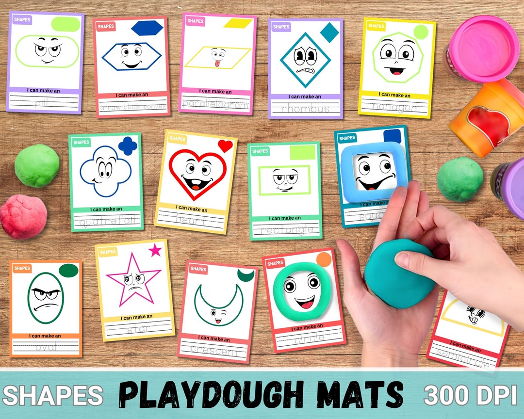 Shapes Play Dough Mats, Printable Toddler Learning Activity, Preschool ...