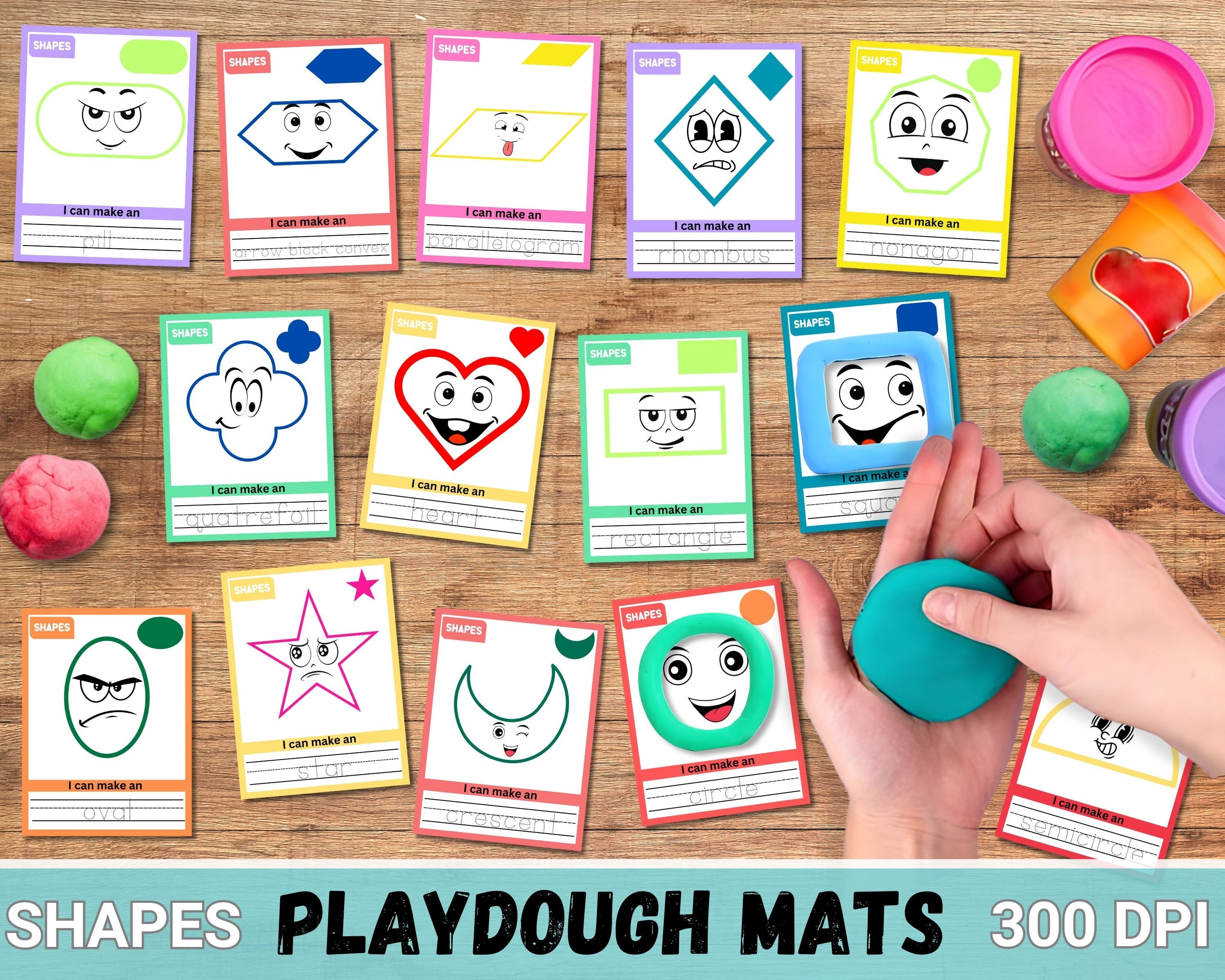 Shapes Play Dough Mats, Printable Toddler Learning Activity, Preschool ...