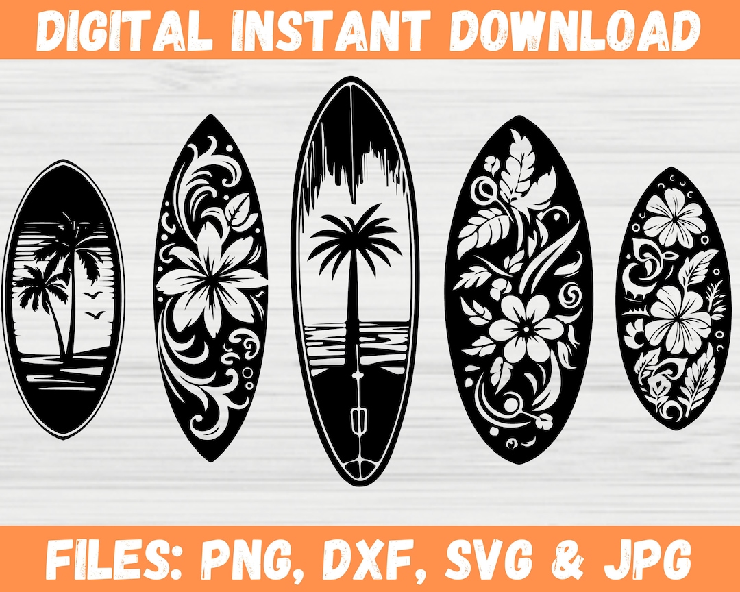 Floral Surfboard SVG Bundle: Surfboard Template ,beach Surf Life ...