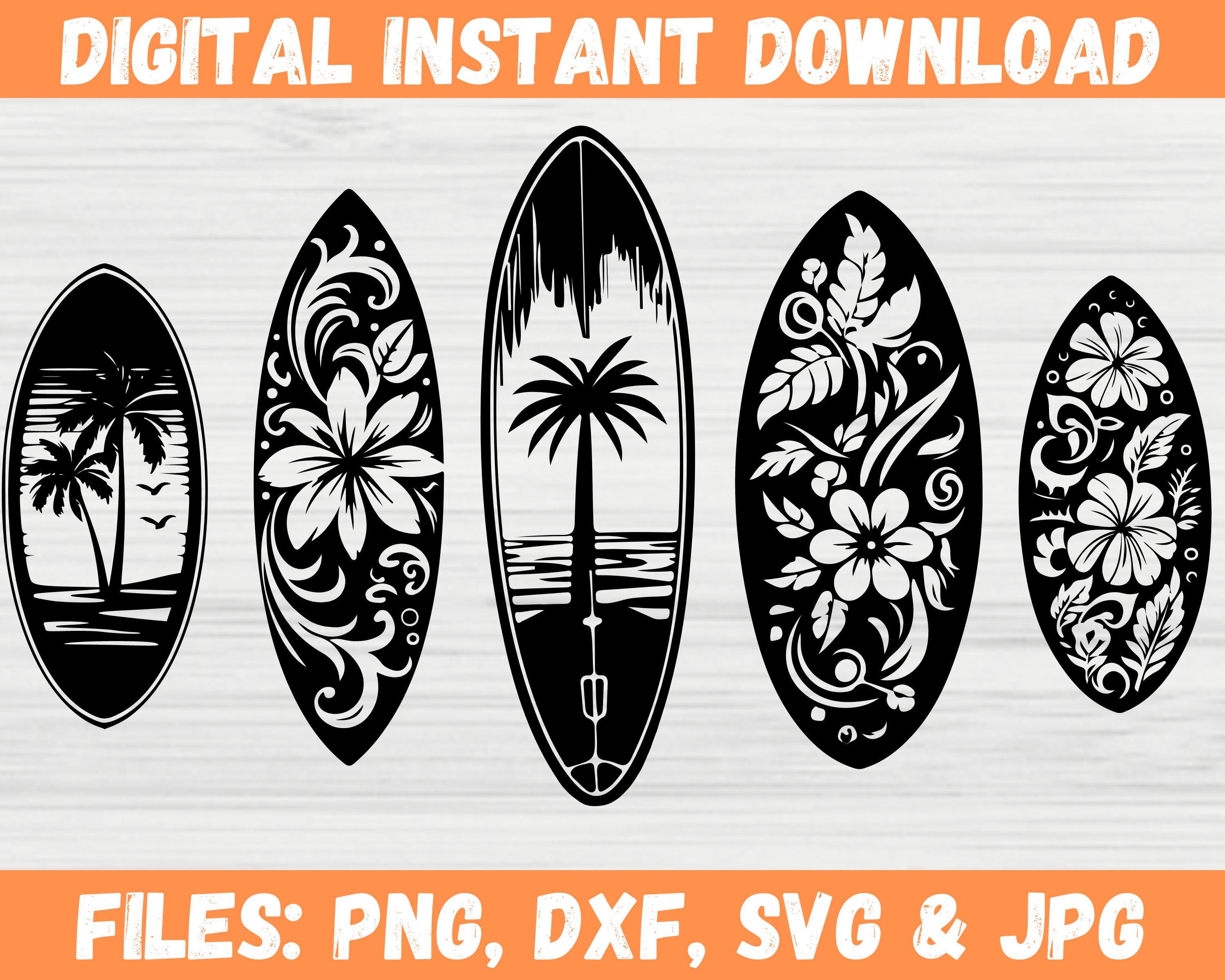 Floral Surfboard SVG Bundle: Surfboard Template beach Surf - Etsy