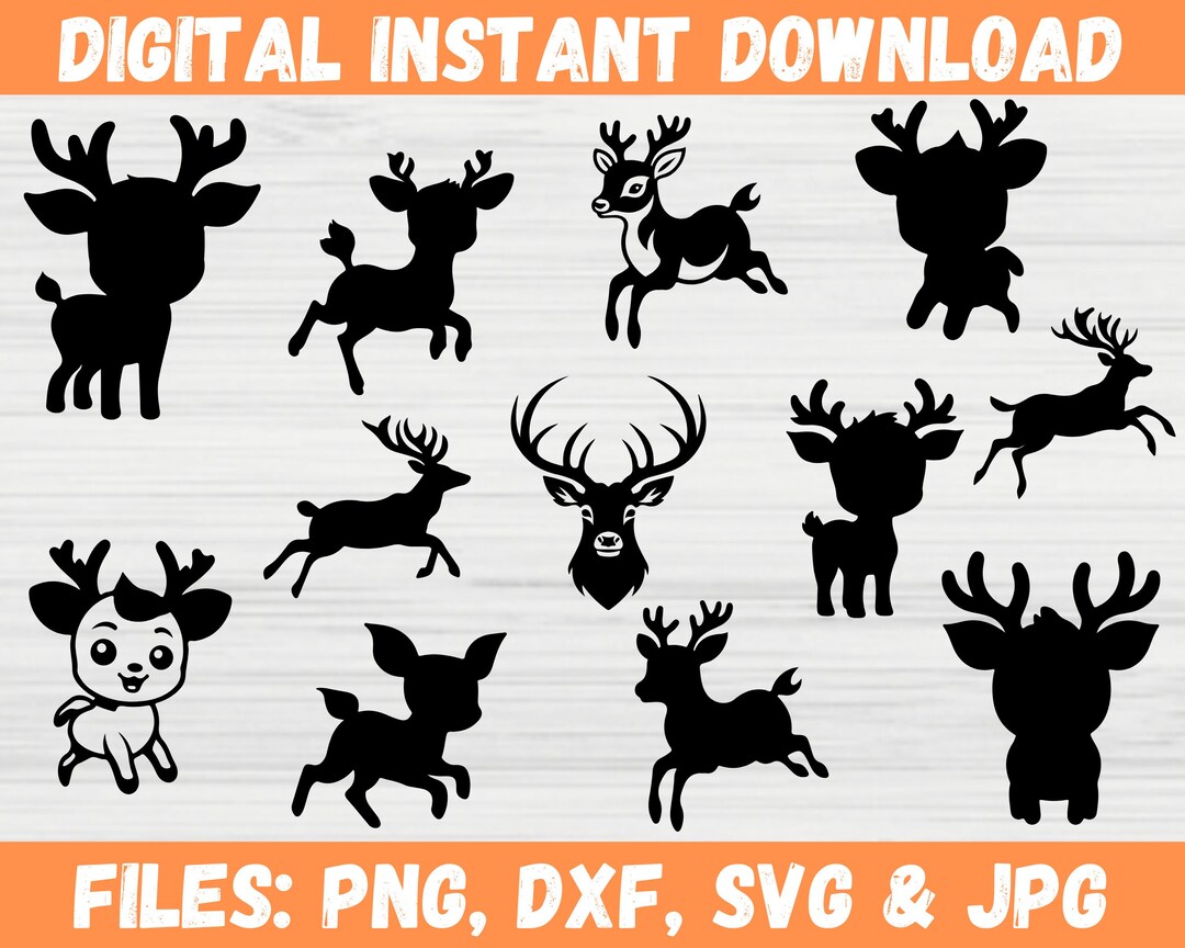 Christmas Reindeer SVG Rudoph Reindeer Face Flying Reindeer Silhouette ...