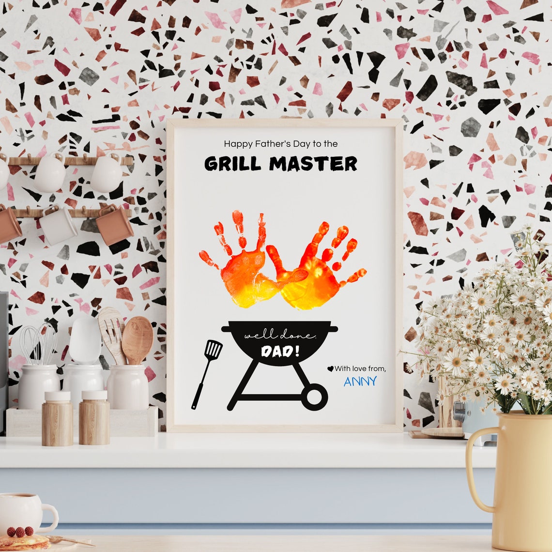 Father's Day Grill Handprint Art, Kids Craft, Handprint Activity ...