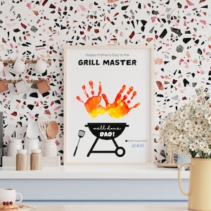 Father's Day Grill Handprint Art, Kids Craft, Handprint Activity ...