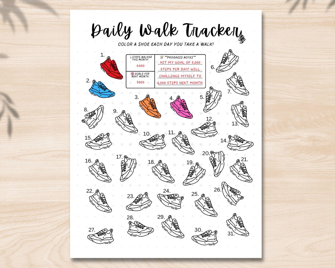 Daily Walk Tracker Printable, Fitness Journal Tracker Page, Workout ...