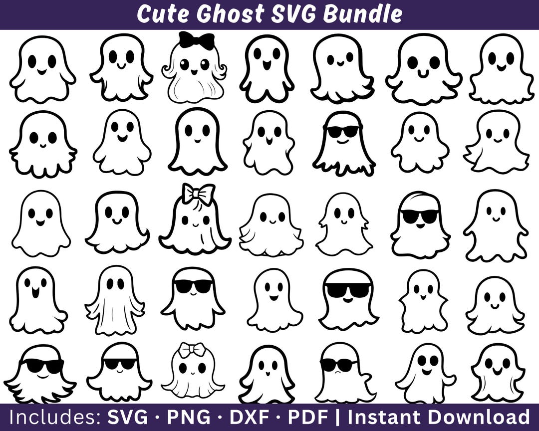 High Quality Cute Ghost SVG Bundle, Halloween Svg, Cute Ghost DXF, PNG ...