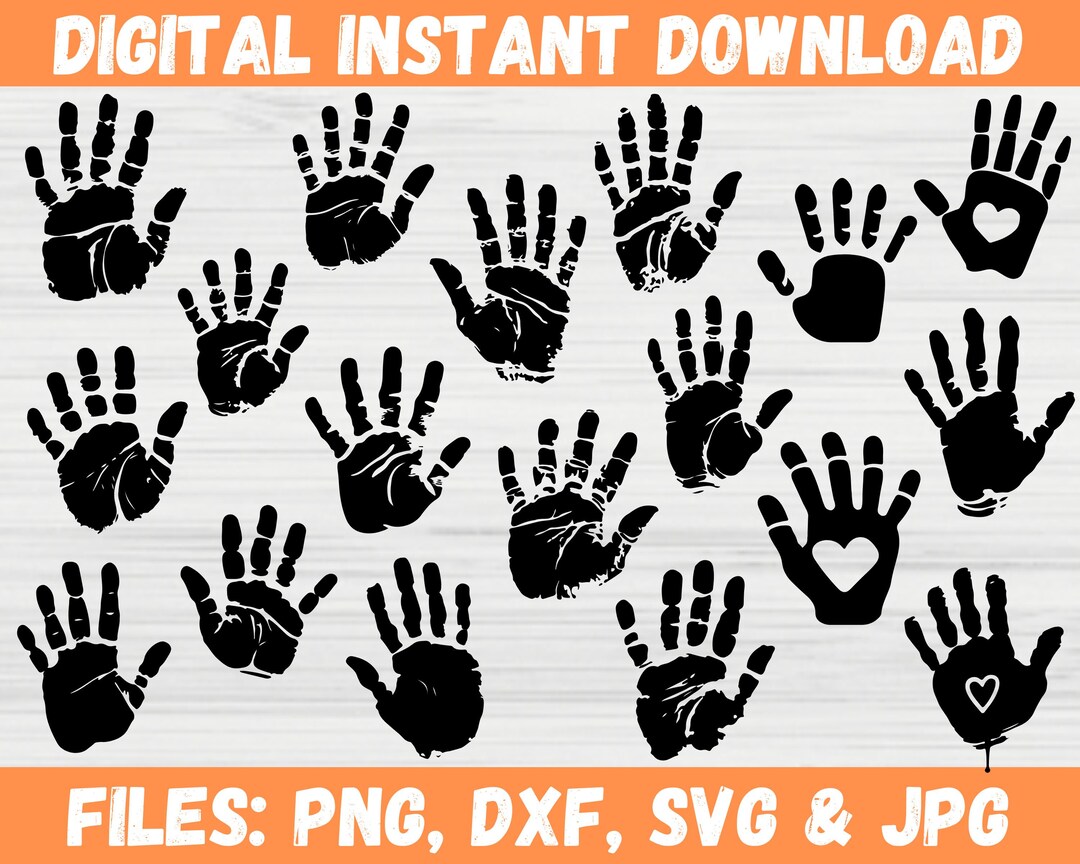 Hand Print SVG Bundle Hand Prints Hand Prints PNG Hand Print Clipart ...
