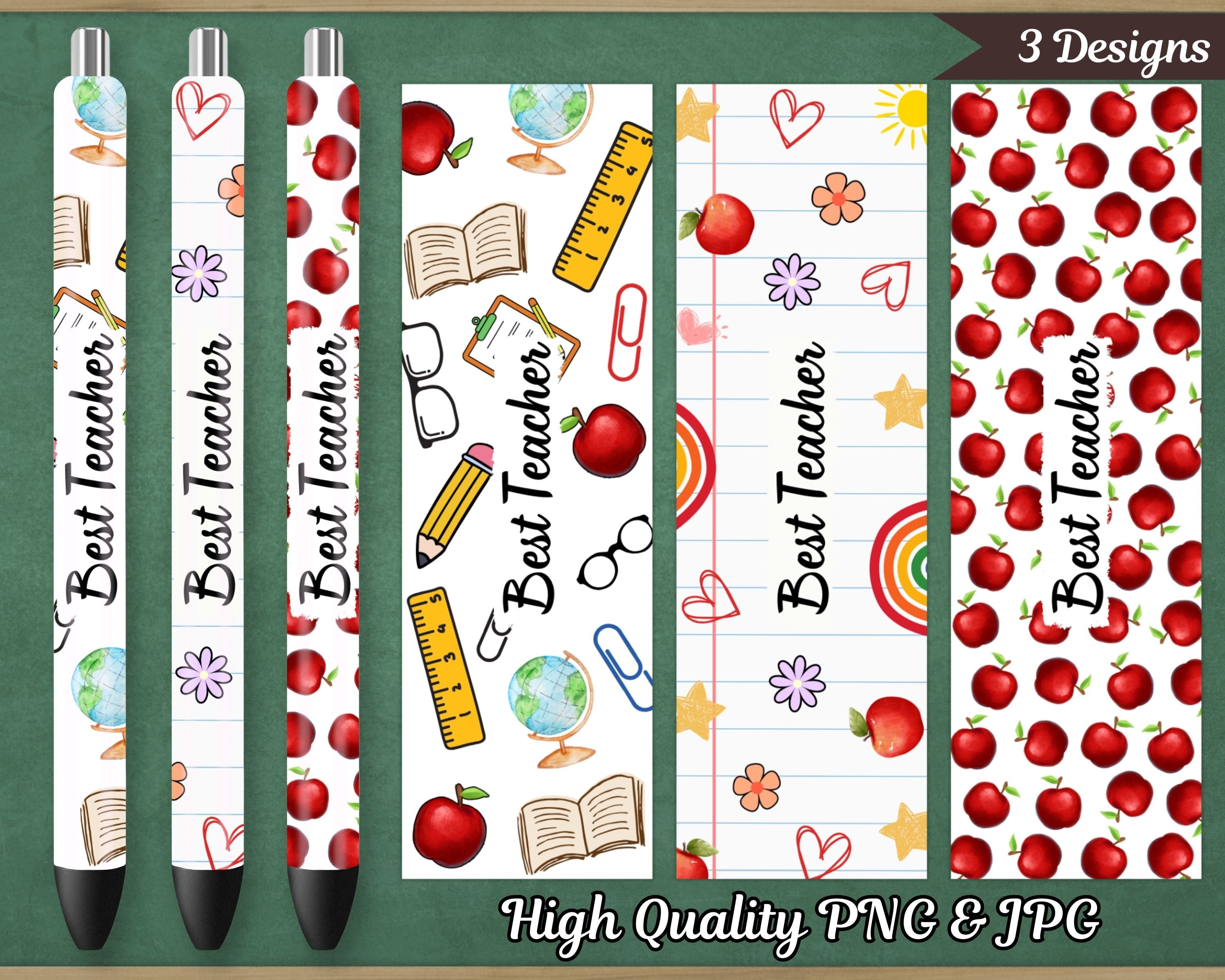 Best Teacher Pen Wrap, School Teacher's Day Pen Wraps, Books Apple ...
