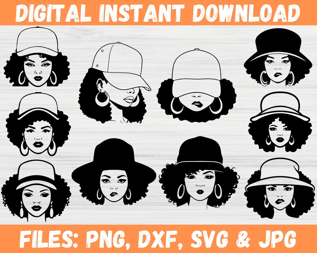 Afro Woman Cap Low Hat Svg Beautiful African American Silhouette