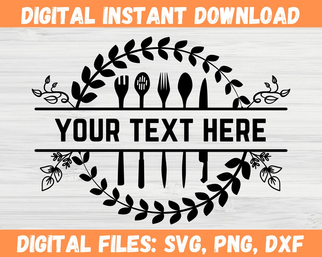 Kitchen Utensils Split Monogram SVG, Kitchen Logo Svg, Cooking Name ...